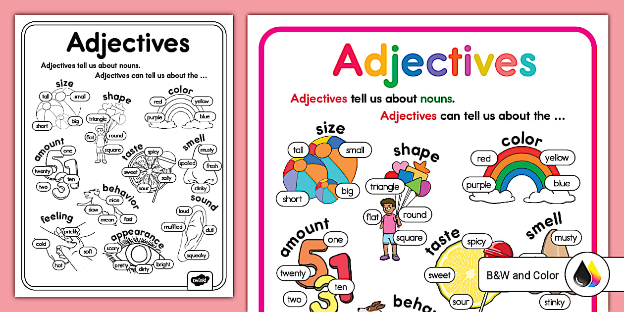 First Grade Adjectives Poster (teacher made) - Twinkl