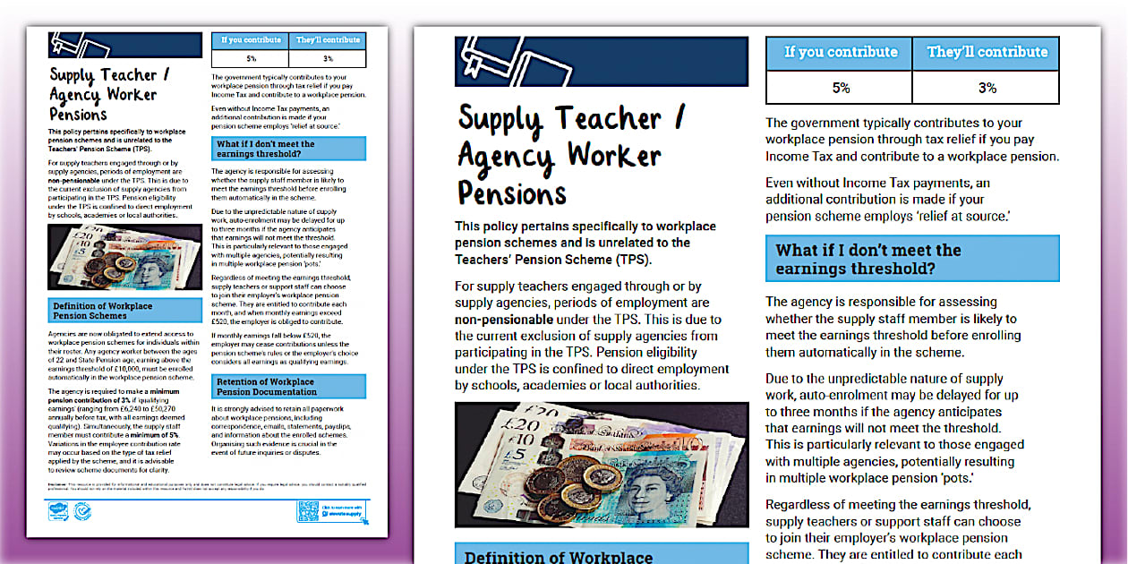 Supply Teacher / Agency Worker Pensions (Teacher-Made)