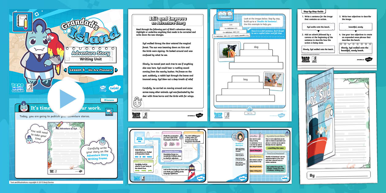 FREE! - Year 2 Grandad's Island Adventure Story Writing Unit Pack