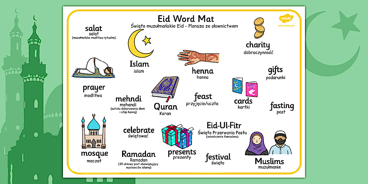 Eid Word Mat Polish Translation (teacher made) - Twinkl
