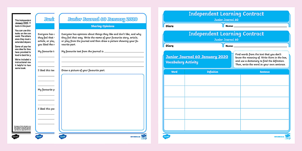 Junior Journal 60 Jan 2020: Independent Learning Contract