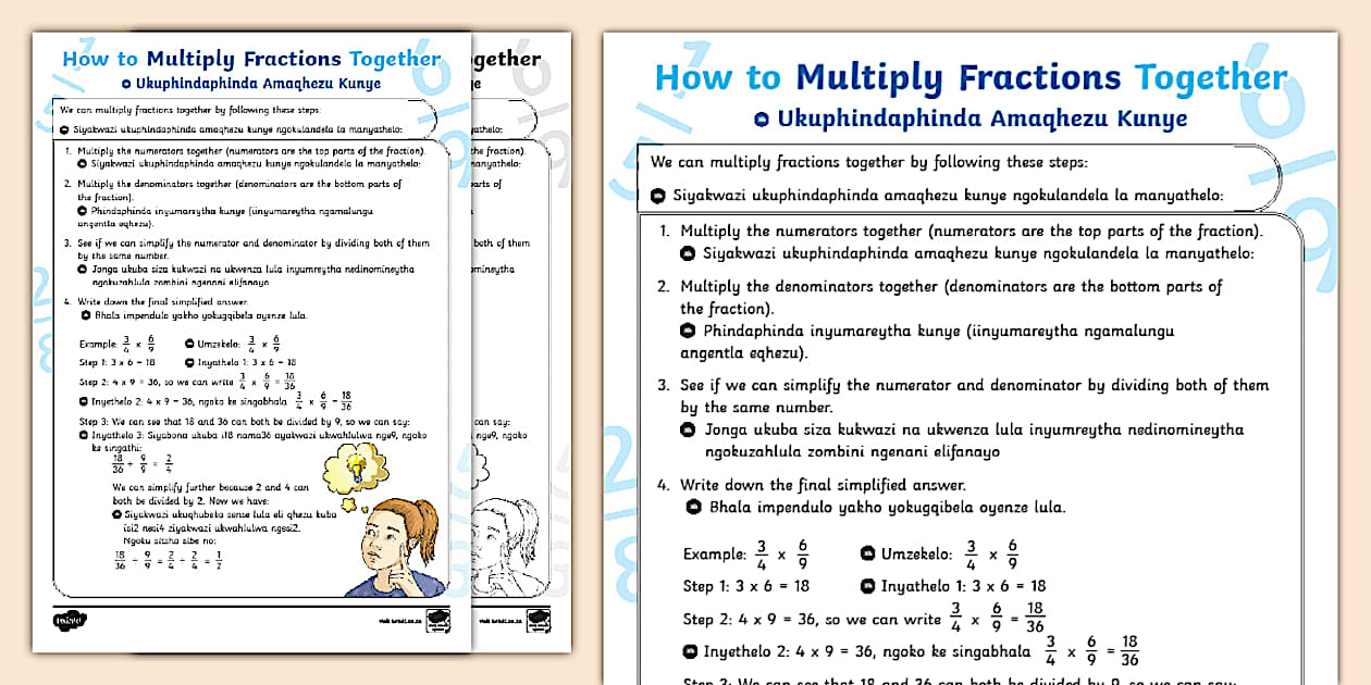 How to Multiply Fractions Together: Activity Sheet IsiXhosa