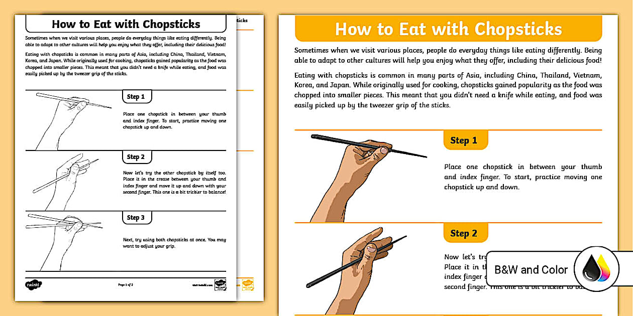 How to Eat with Chopsticks Instructions (teacher made)