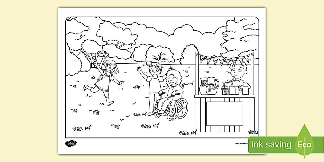 Lemonade Stand Colouring Page,Colouring Page (teacher made)