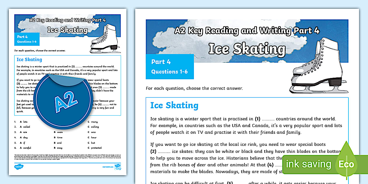 A2 Key (KET) - Reading and Writing Part 4 (Ice Skating)