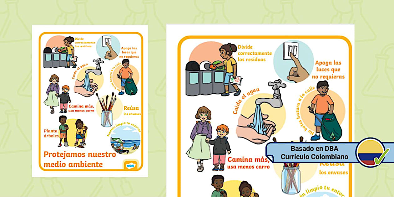 Afiche de cuidado ambiental escolar - Twinkl Colombia