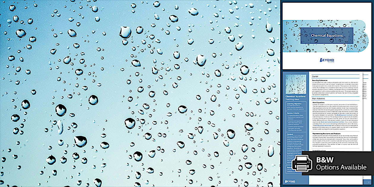 KS3 Chemical Reactions: Chemical Equations Lesson Pack