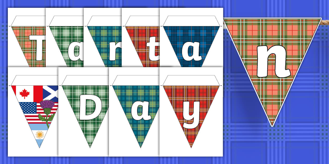 Tartan Day Display Bunting (teacher made) - Twinkl
