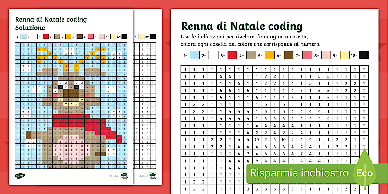 Renna di Natale coding (teacher made) - Twinkl