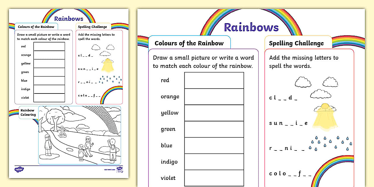 Rainbows Boredom Buster - Twinkl - KS1
