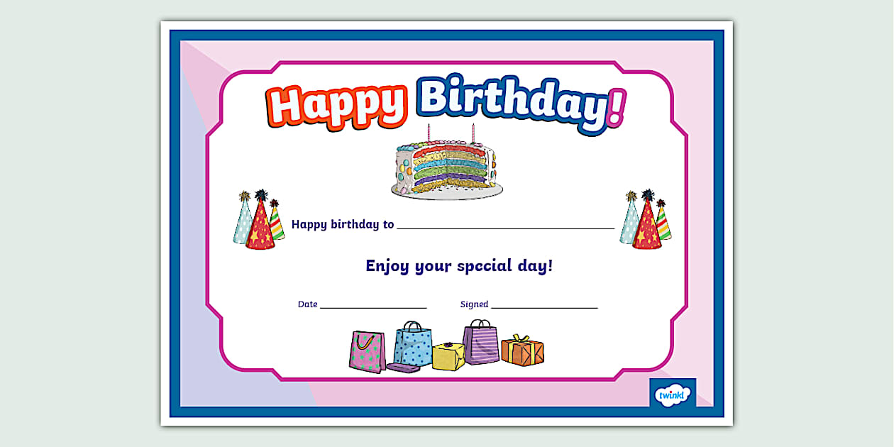 Happy Birthday Certificate