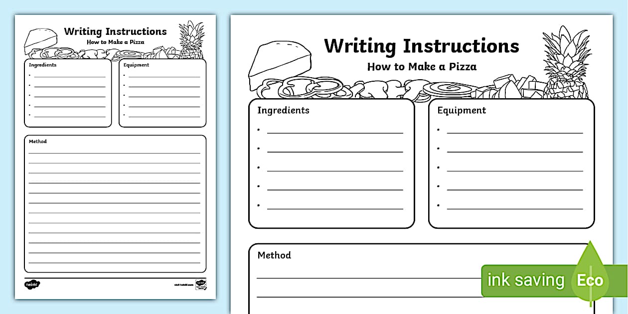 Pizza Making Instructional Writing Template (teacher made)