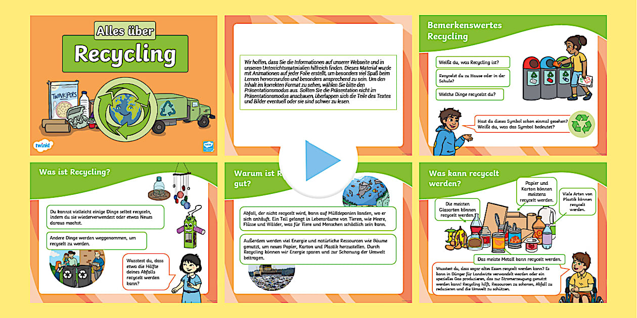 Alles über Recycling - PowerPoint Präsentation - Twinkl