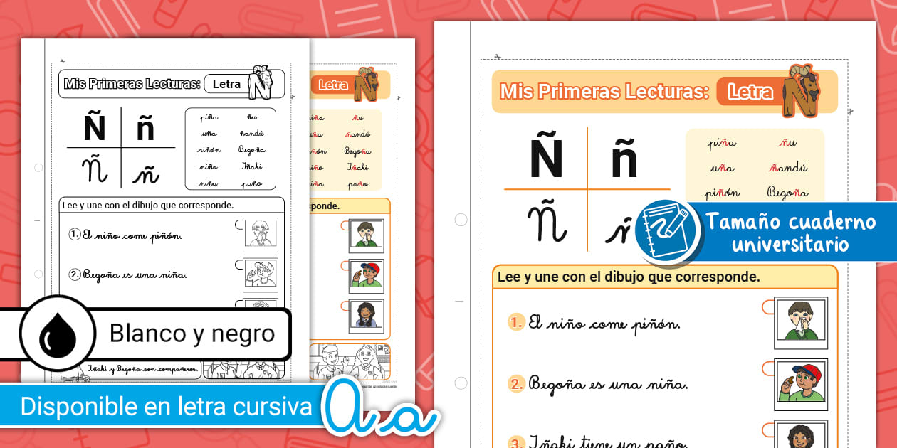 Primeras | Lecturas | Letra | Ñ | Versión | Cursiva