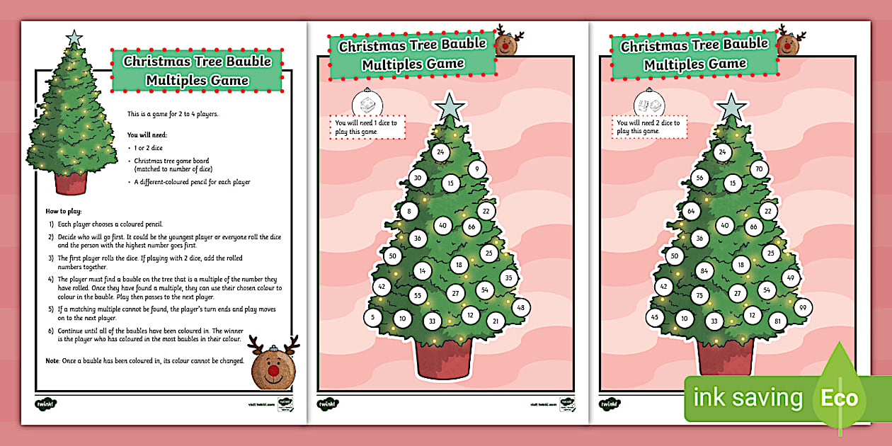 👉 KS2 Christmas Tree Light Up Game | Xmas Bauble Multiple Game