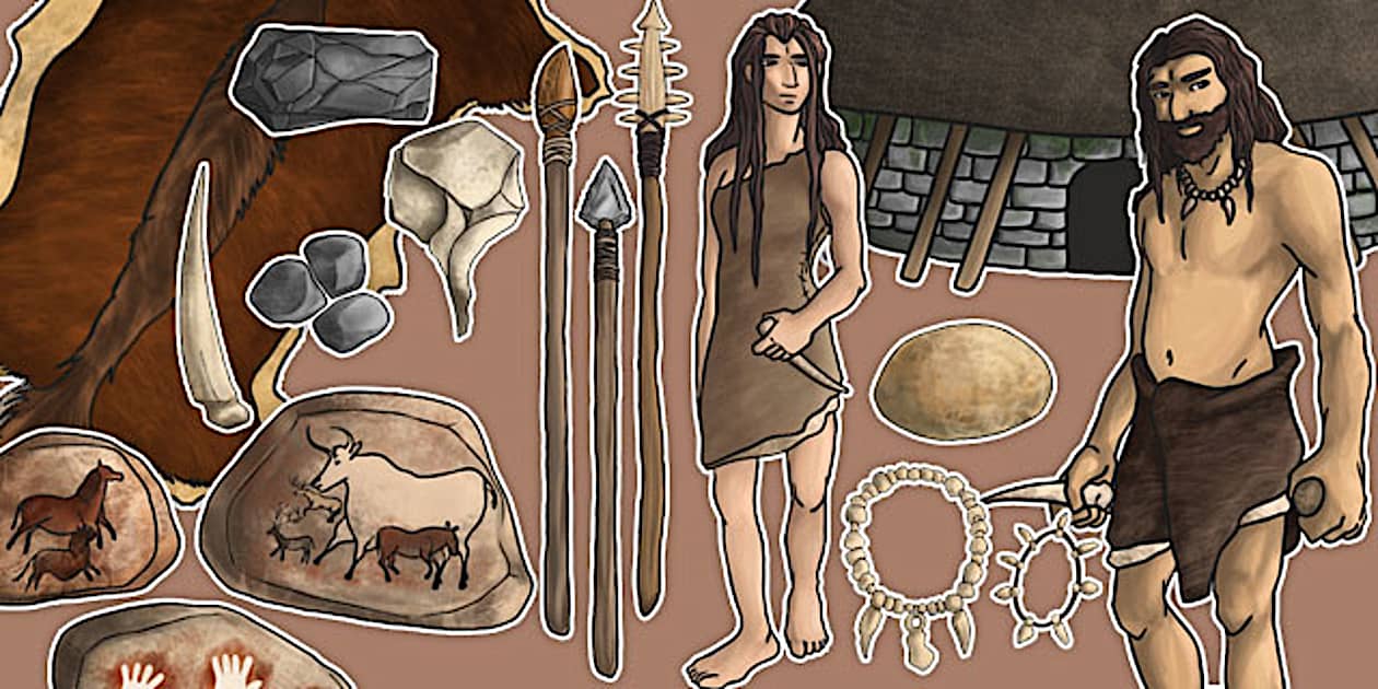 Stone Age Large Display Cut Out Pack - Twinkl