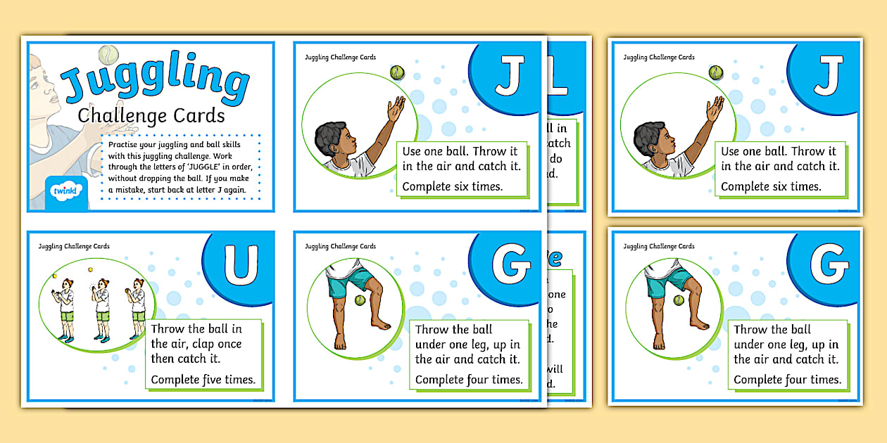 Juggling Challenge Cards - KS2 (Teacher-Made) - Twinkl