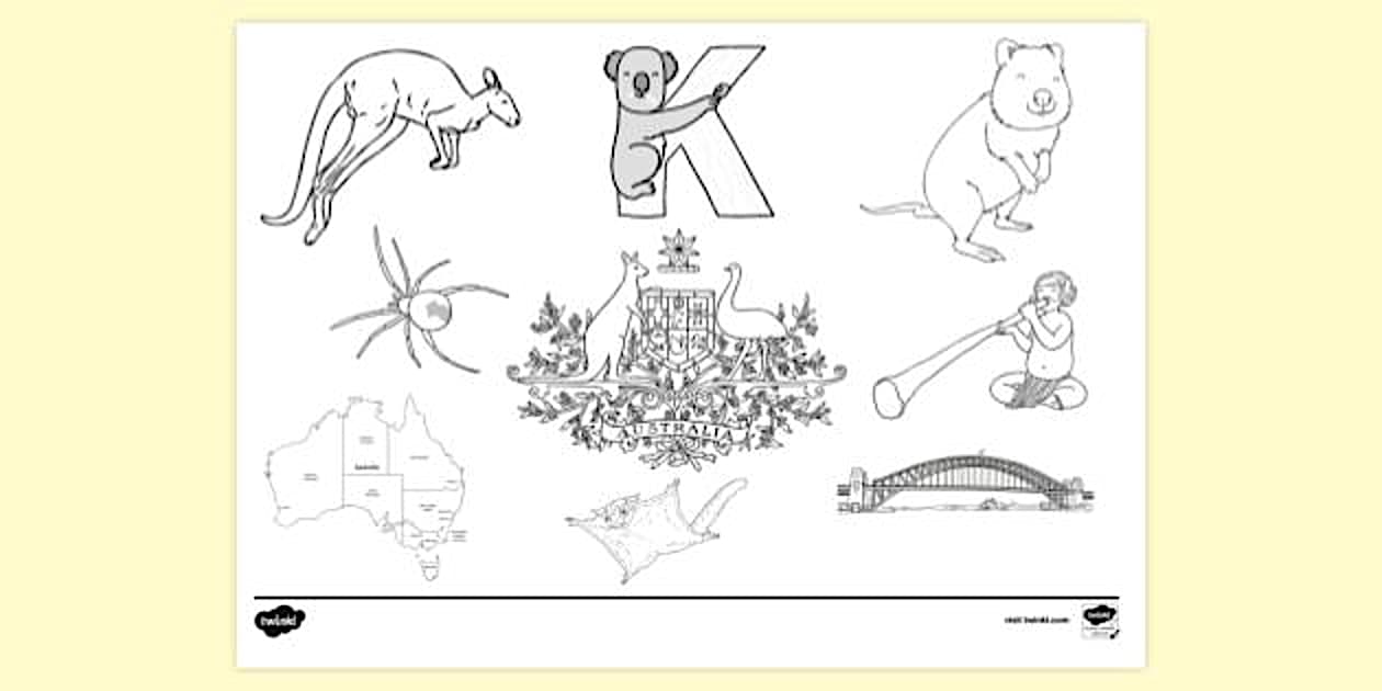 Free Colouring Page Australia | Colouring Sheets - Twinkl