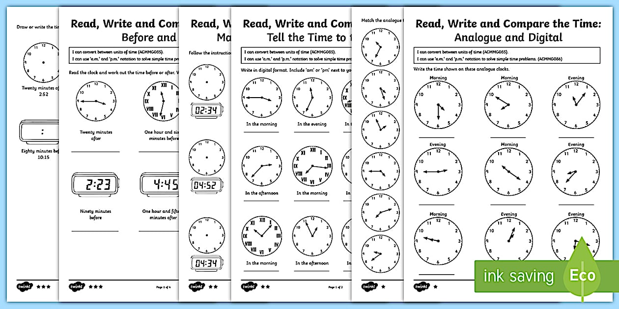 Year 4 Tell and Write the Time Worksheets | Twinkl - Twinkl