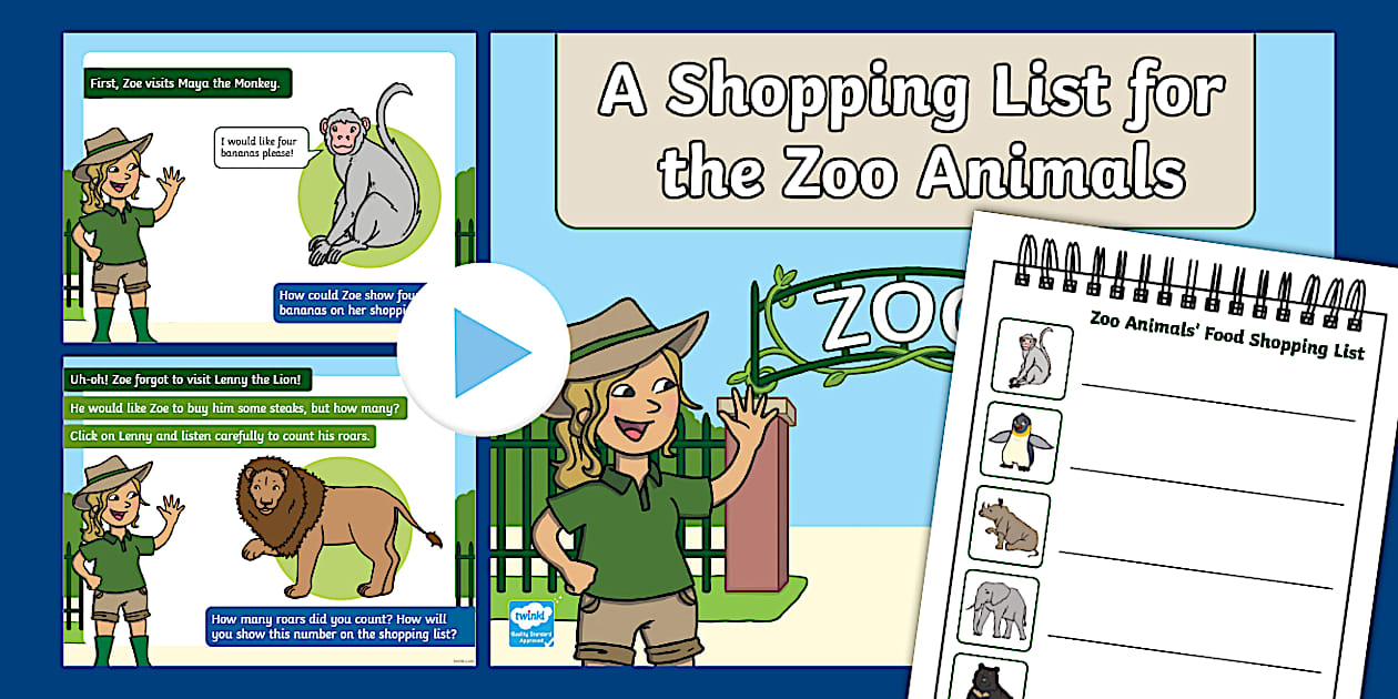 👉 A Shopping List for the Zoo Animals Activity Pack