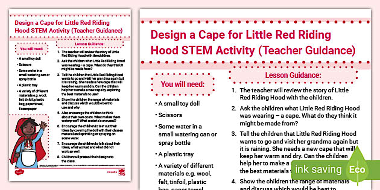 Design a Cape for Little Red Riding Hood STEM Activity