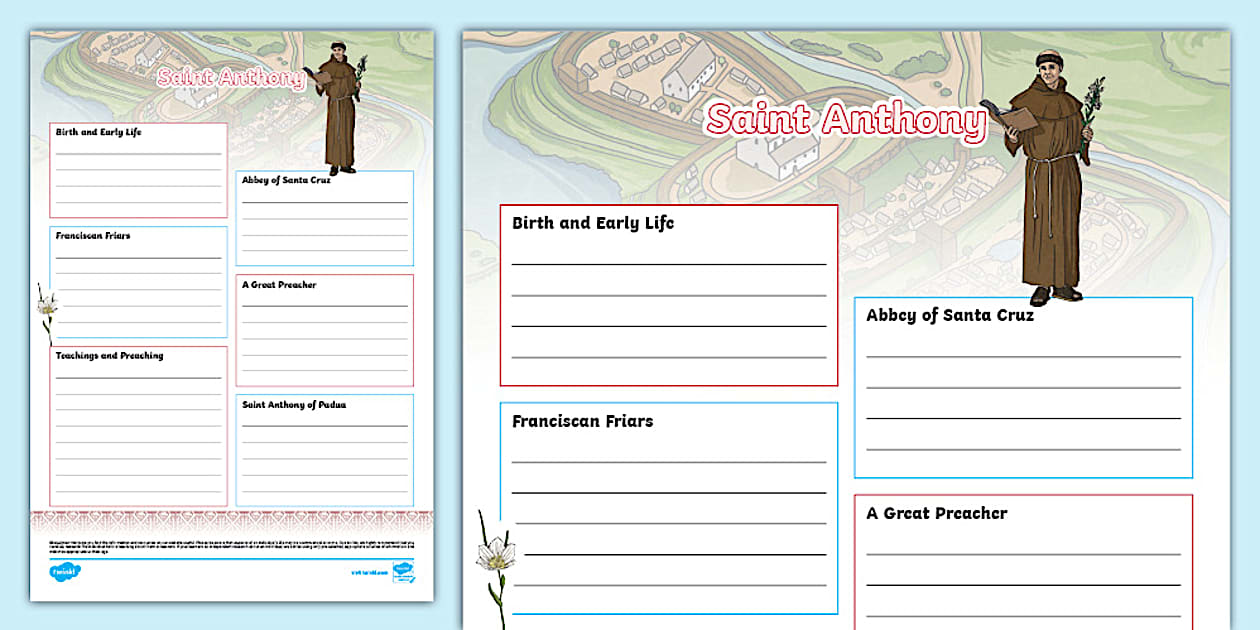 Saint Anthony Fact File Template (Teacher-Made) - Twinkl