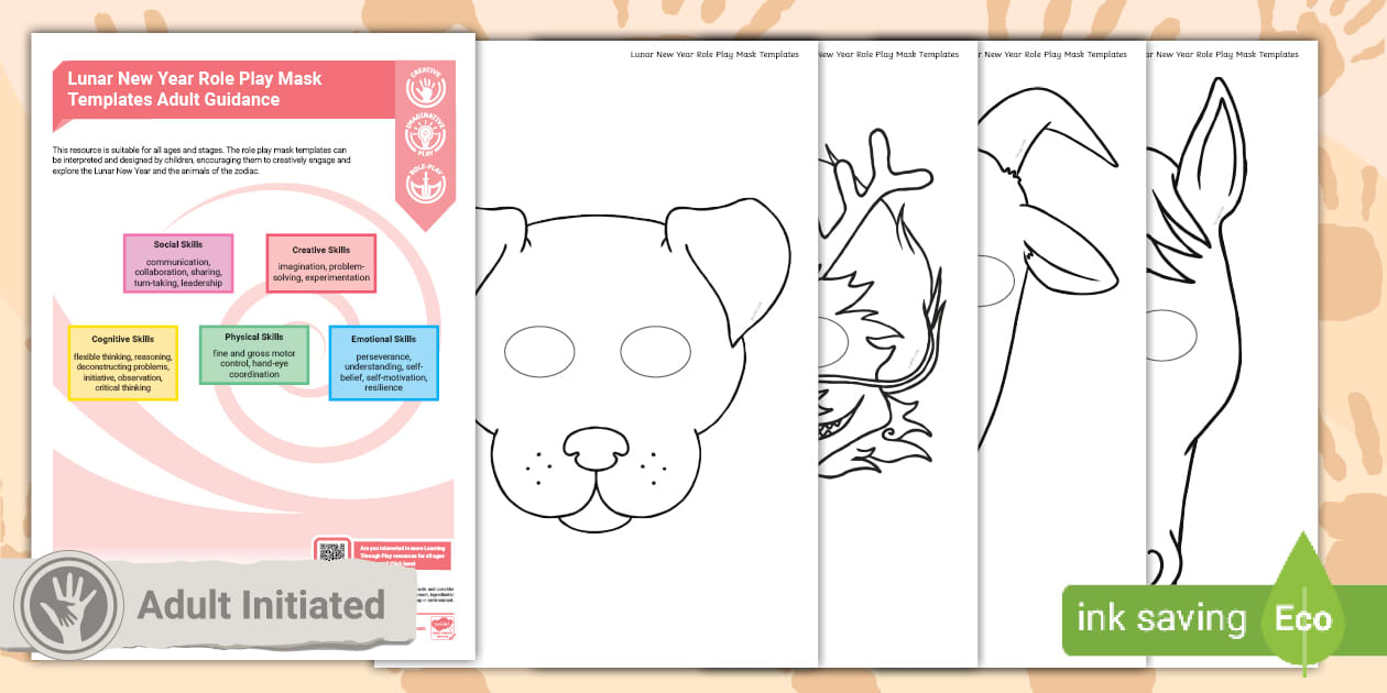 Lunar New Year Role Play Mask Templates - Twinkl