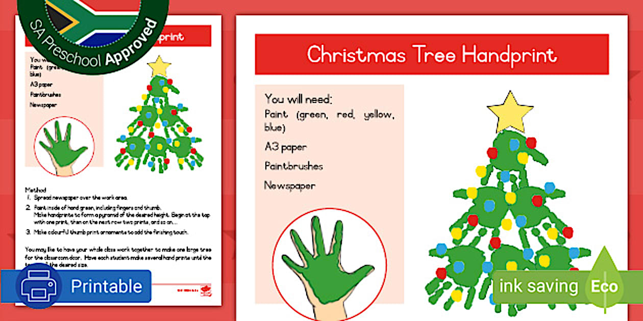 Preschool: Christmas - Handprint Christmas Tree Worksheet