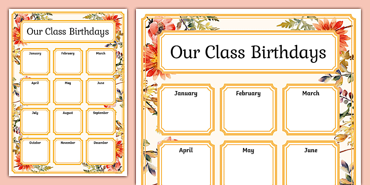Wildflower Botanical-Themed Birthday Chart (teacher made)