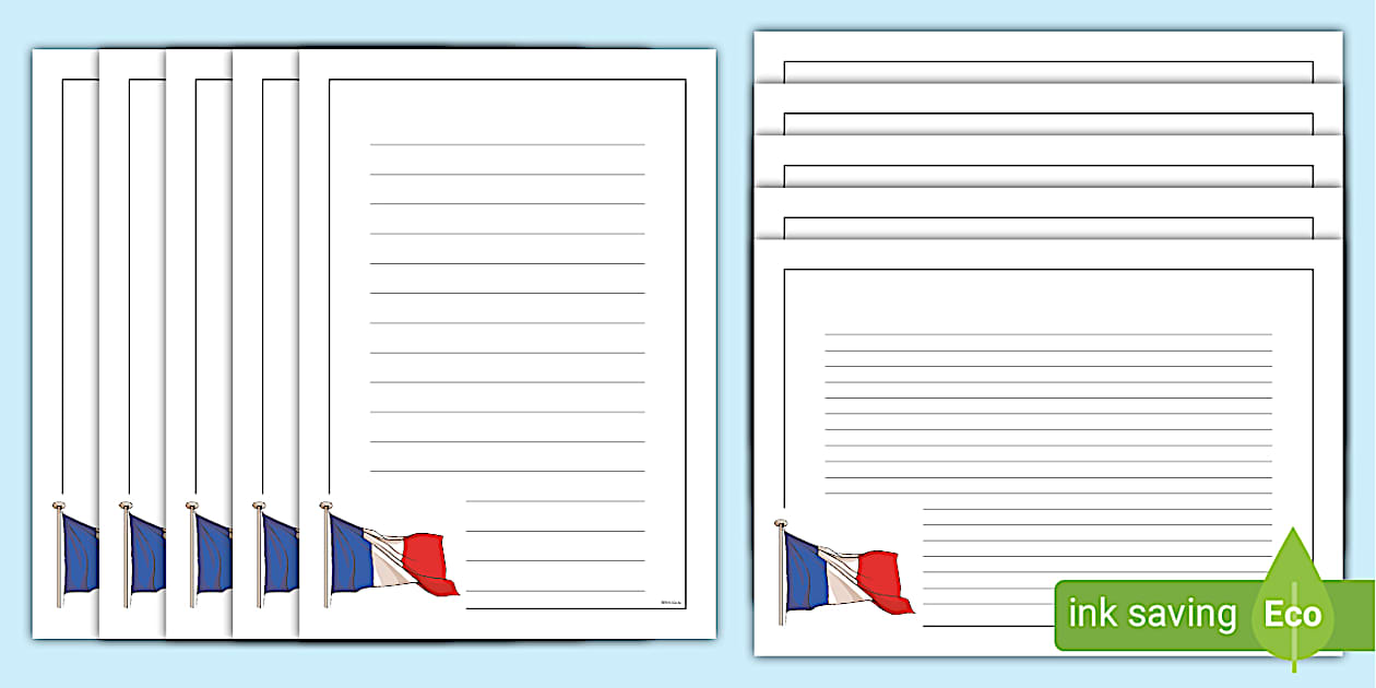 Editable Fluttering French Flag Page Border (teacher made)