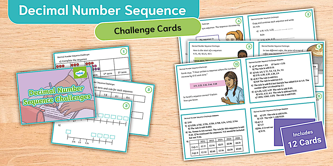 👉 Decimal Number Sequence Challenge Cards - Twinkl - KS2