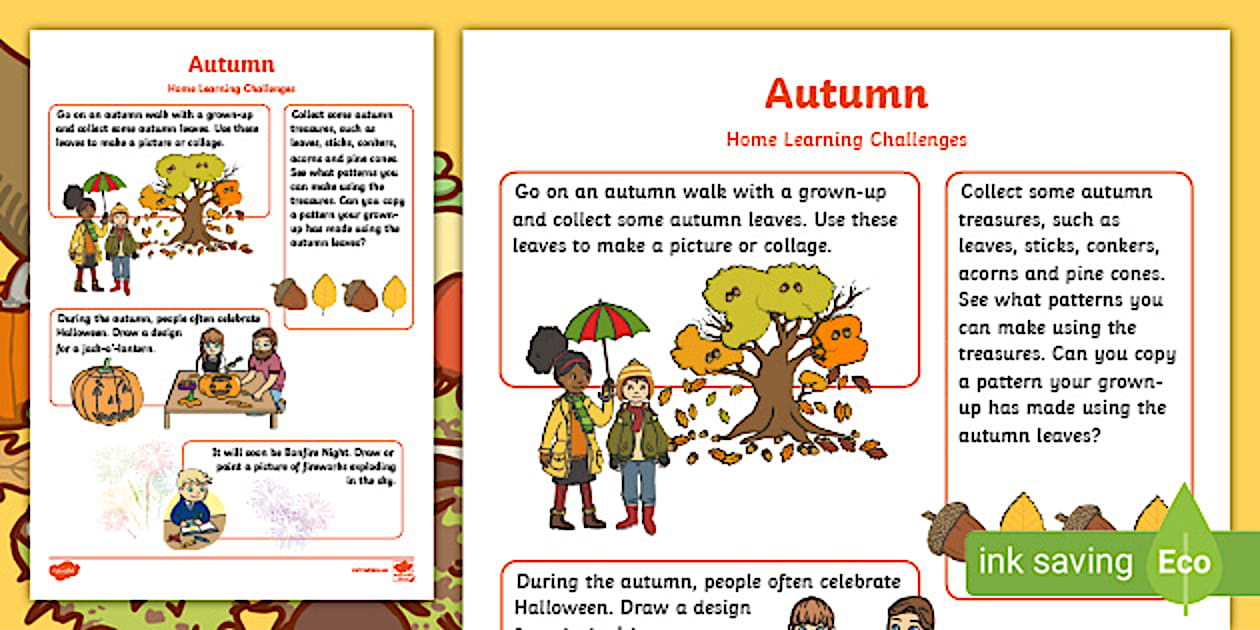 EYFS Autumn Home Learning Challenges Nursery FS1 - Twinkl