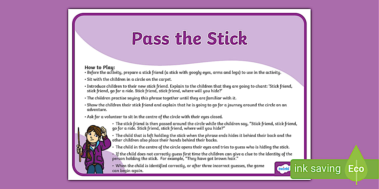 Pass the Stick Circle Time Activity Card - Twinkl