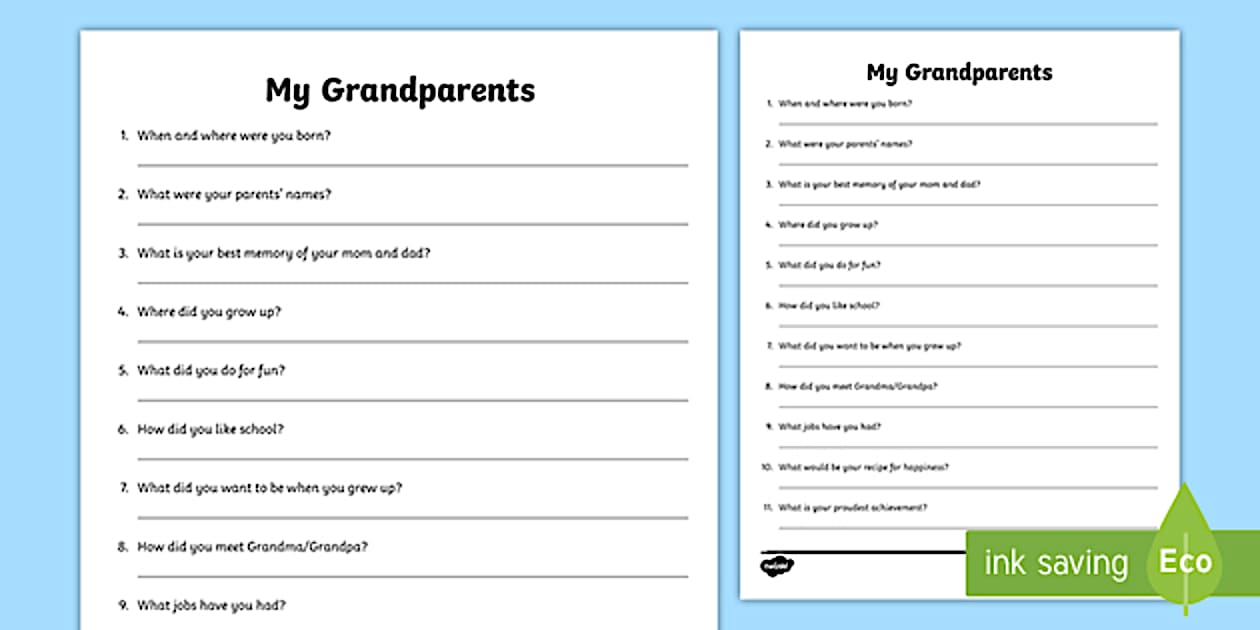 Family History Worksheet | Elementary Resources | Twinkl