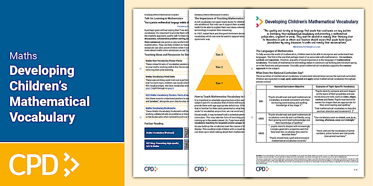 Developing Children’s Mathematical Vocabulary - Twinkl