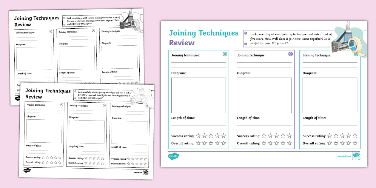 DT Joining Techniques Review Worksheet (teacher made)