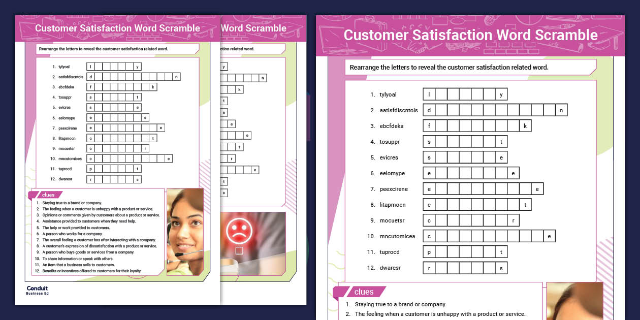 Customer Satisfaction Word Scramble (teacher made) - Twinkl
