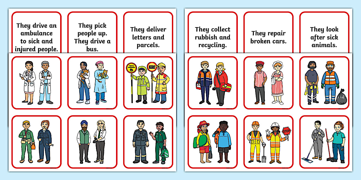 People Who Help Us Job Descriptions Matching Cards - Twinkl