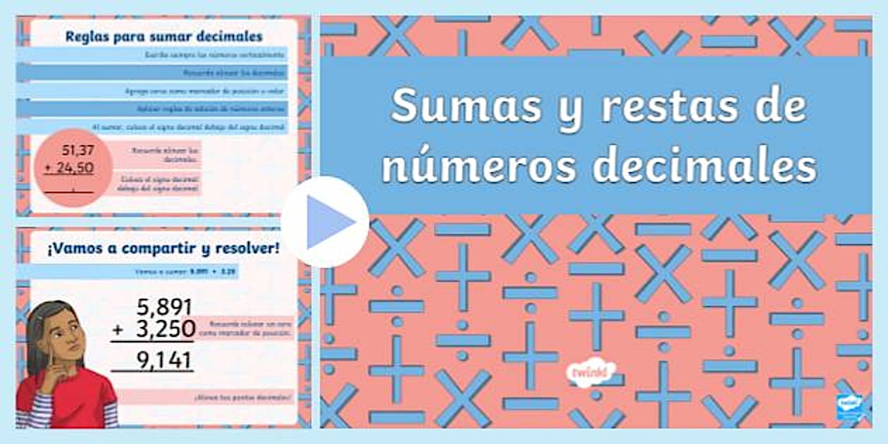 PowerPoint: sumas y restas de números decimales CON COMA