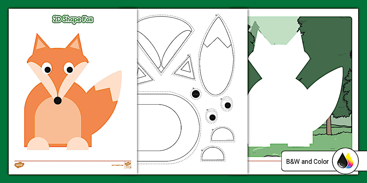 2D Shape Fox Cutting Skills Activity (teacher made) - Twinkl