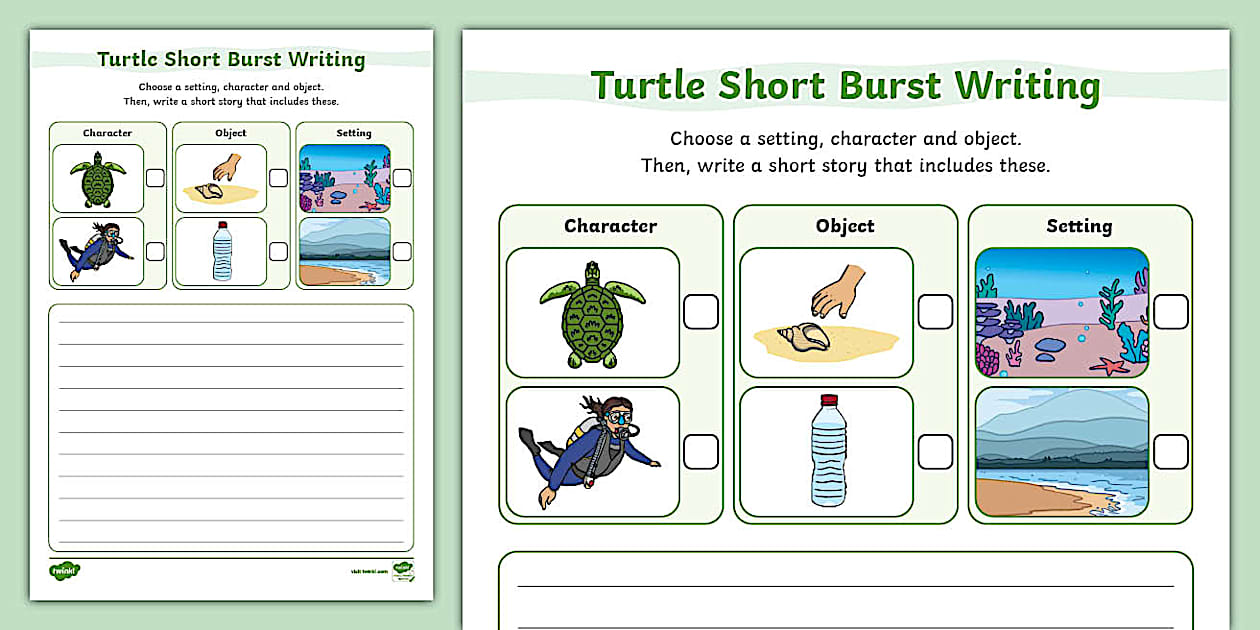 Turtle Short Burst Writing Template (teacher made) - Twinkl