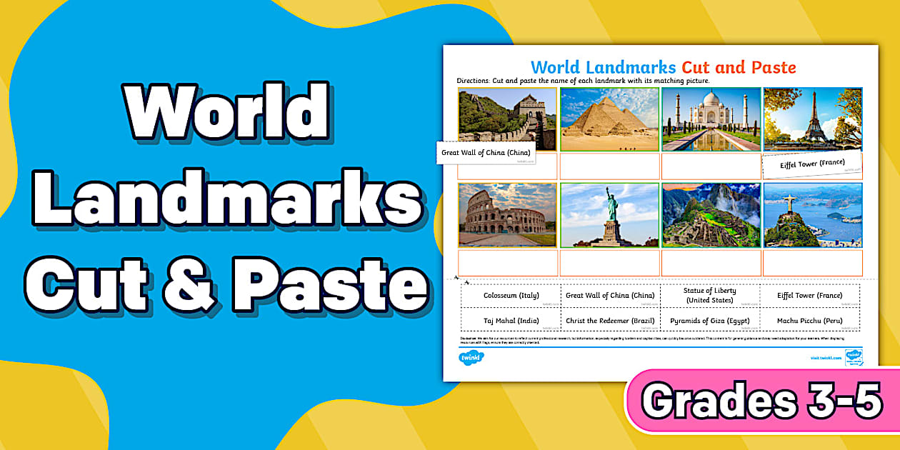 World Landmarks Cut and Paste Activity