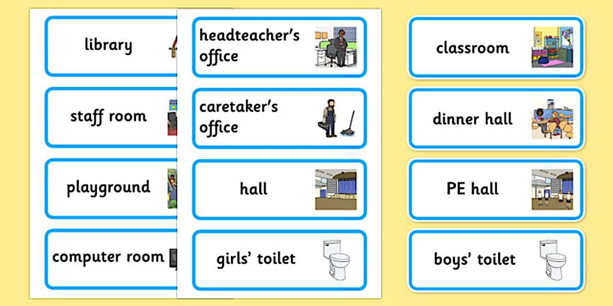 Editable Places Around the School Labels (teacher made)
