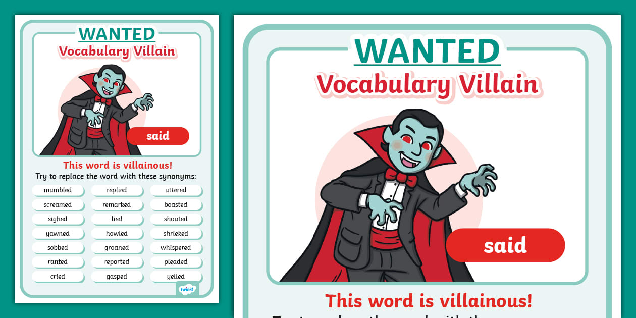 Vocabulary Villain Said Display Poster