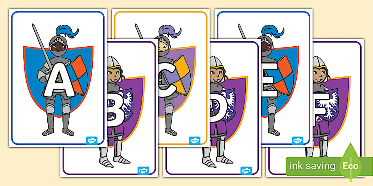 Editable A-Z Alphabet on Knights (teacher made) - Twinkl