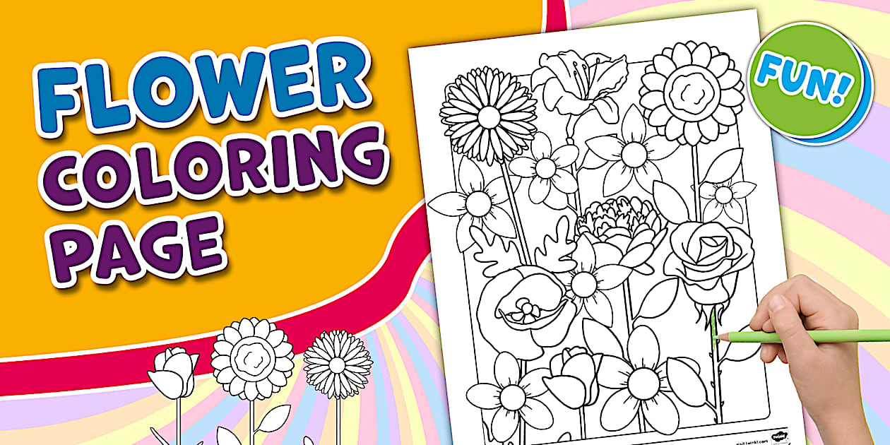 Flower Coloring Page (teacher made) - Twinkl