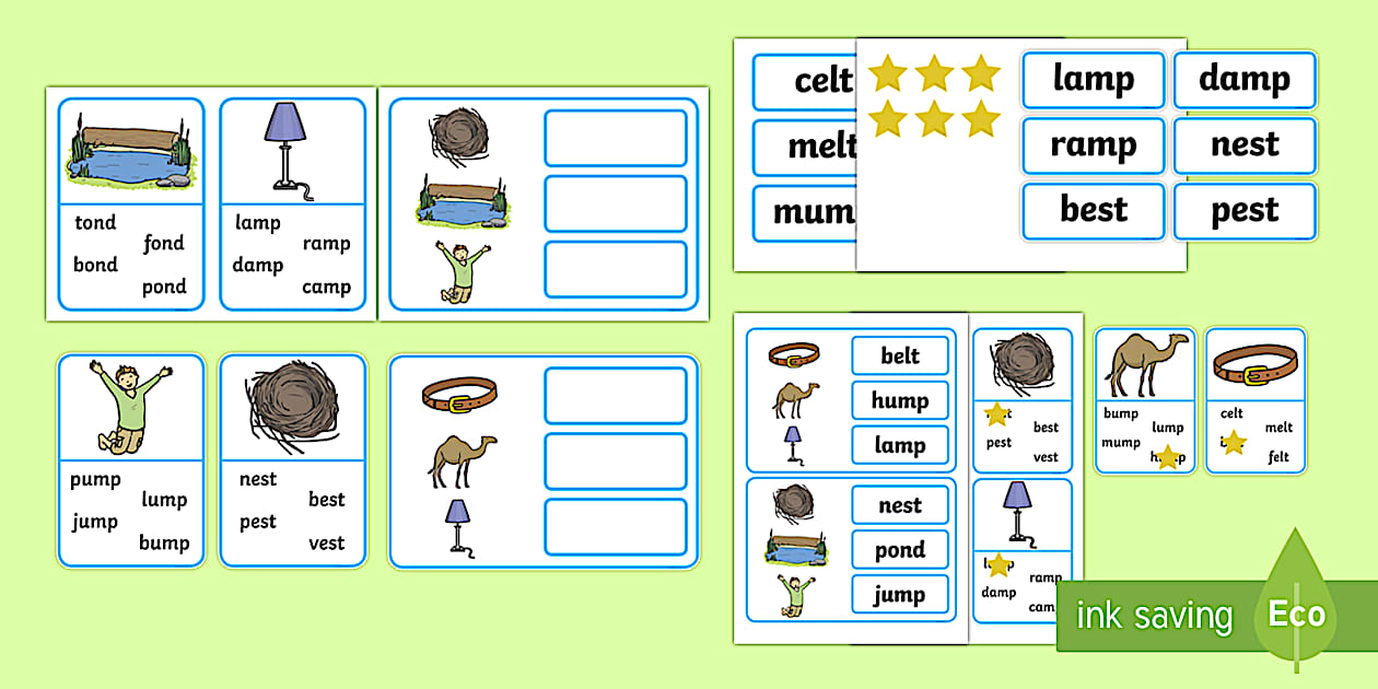 Editable Workstation Pack: CVCC Word Matching Activity Pack