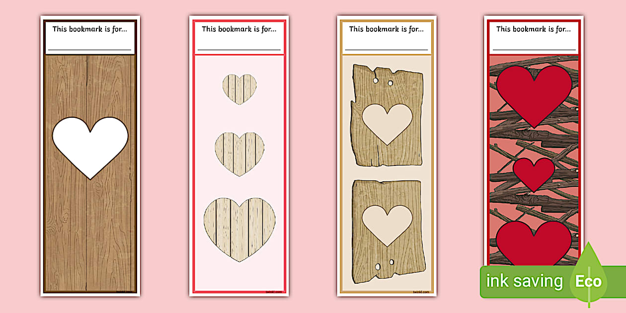 A Pack Of Wonderful Wooden Heart Bookmarks | Twinkl | KS1