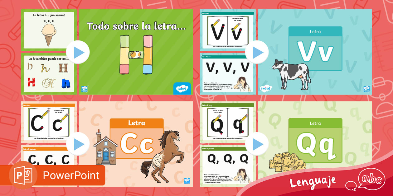 Pack | Recursos | PowerPoint | Letras | V-H-C-Q | - Twinkl
