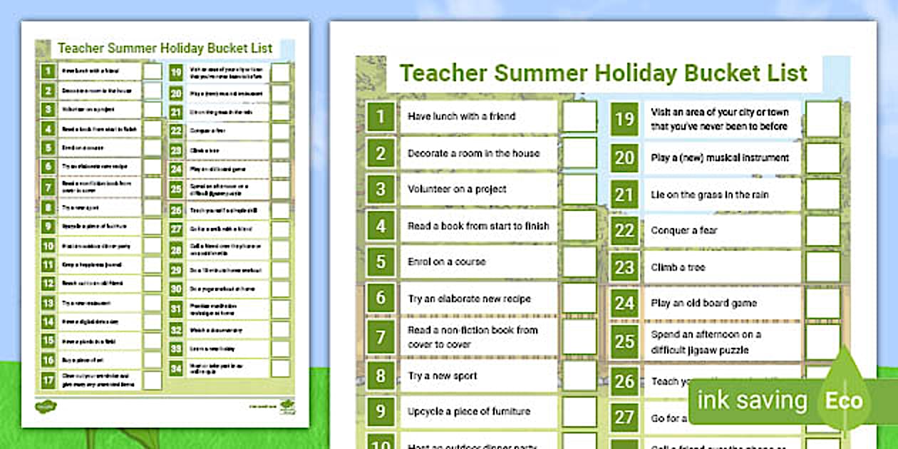 Summer Holiday Ideas For Teachers (teacher made) - Twinkl
